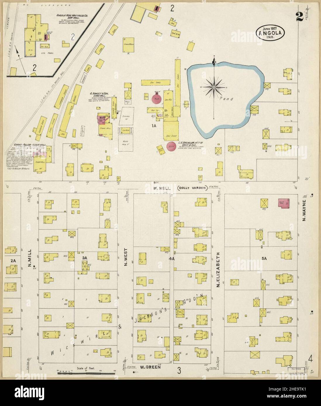 Sanborn Fire Insurance Map from Angola, Steuben County, Indiana Stock ...