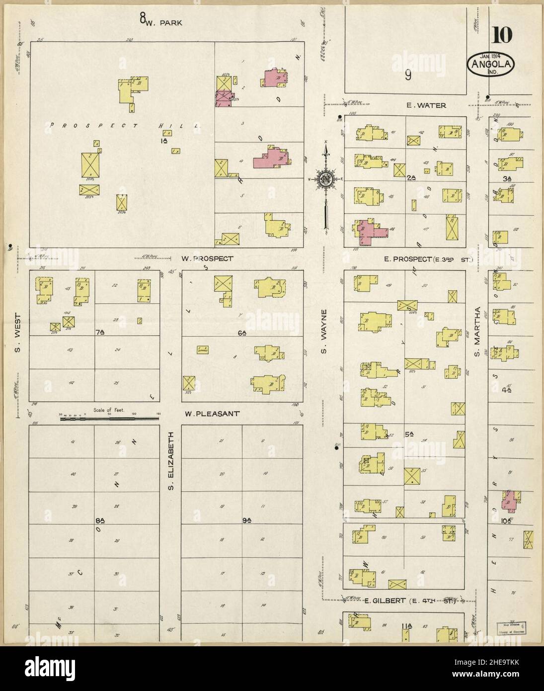 Sanborn Fire Insurance Map from Angola, Steuben County, Indiana Stock ...