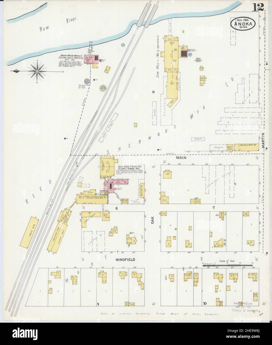 Sanborn Fire Insurance Map from Anoka, Anoka County, Minnesota Stock ...