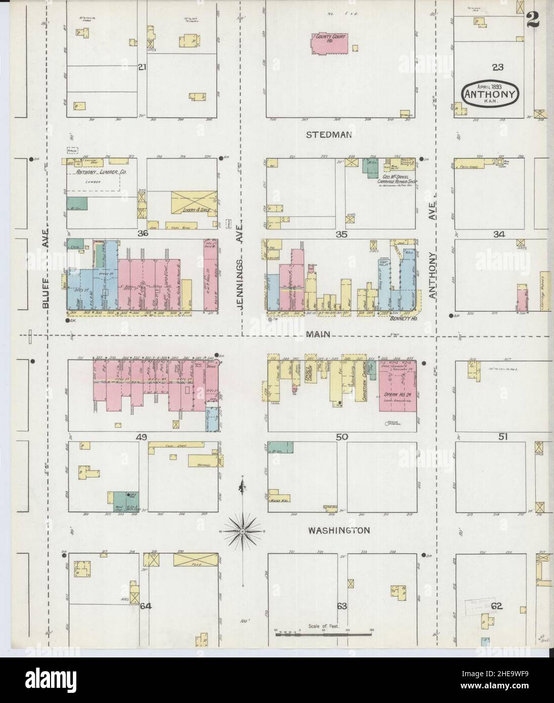 Sanborn Fire Insurance Map from Anthony, Harper County, Kansas Stock ...