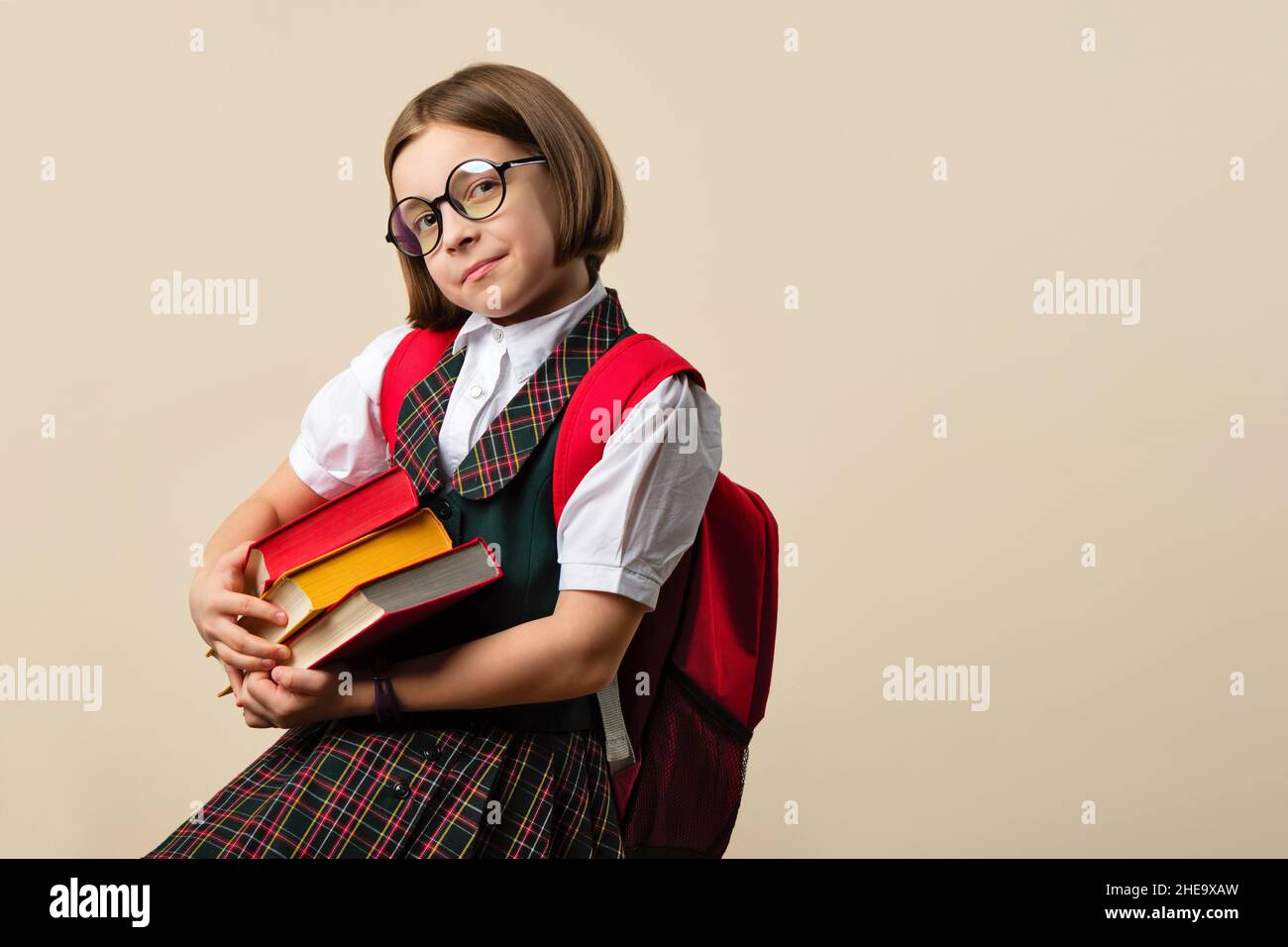 Nerd Girl 9s Wearing school uniform and in stylish round glasses. Child ...