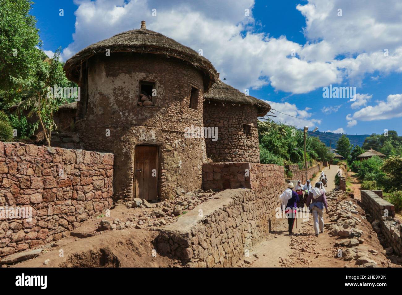 Traditional Ethiopian Block Houses with Round Roof, Lalibela, Ethiopia ...