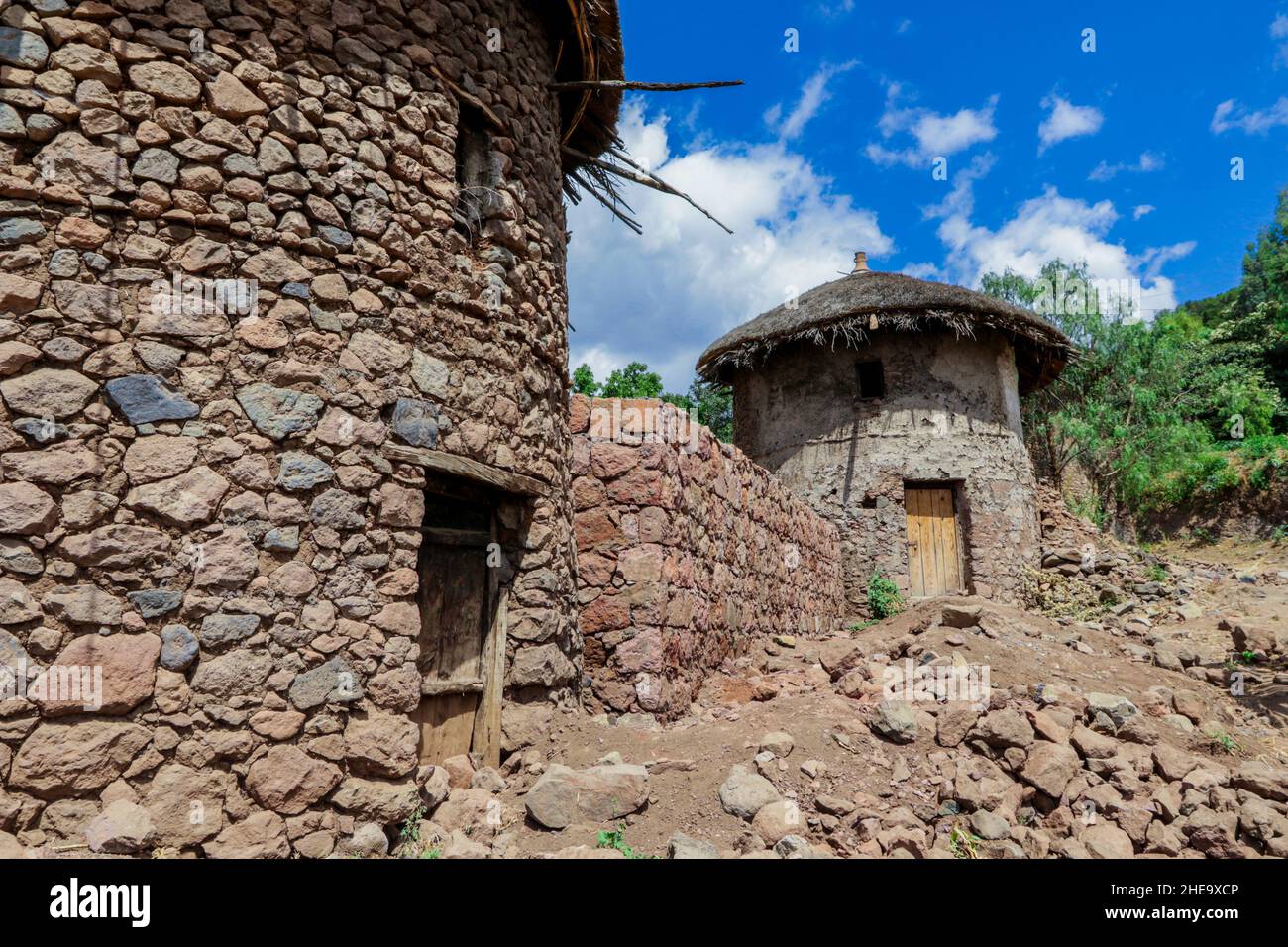 Traditional Ethiopian Block Houses with Round Roof, Lalibela, Ethiopia ...