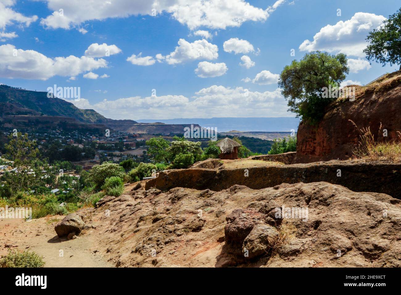 Daily life of poor people in African small town, Lalibela, Ethiopia ...
