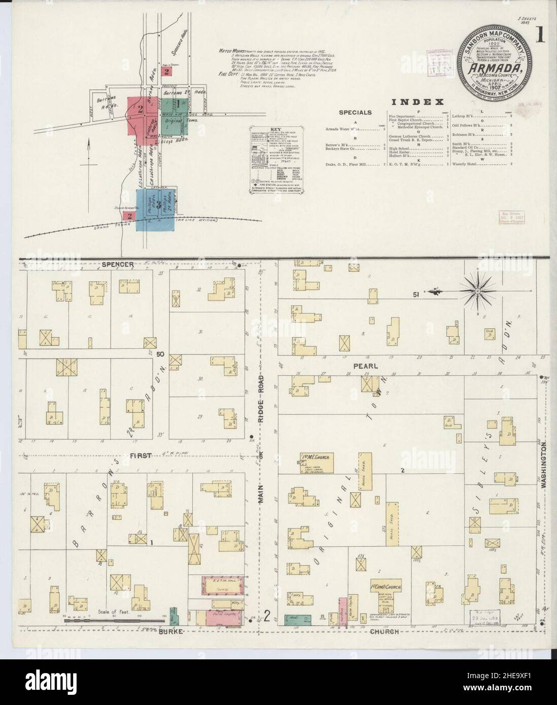 Sanborn Fire Insurance Map from Armada, Macomb County, Michigan Stock ...