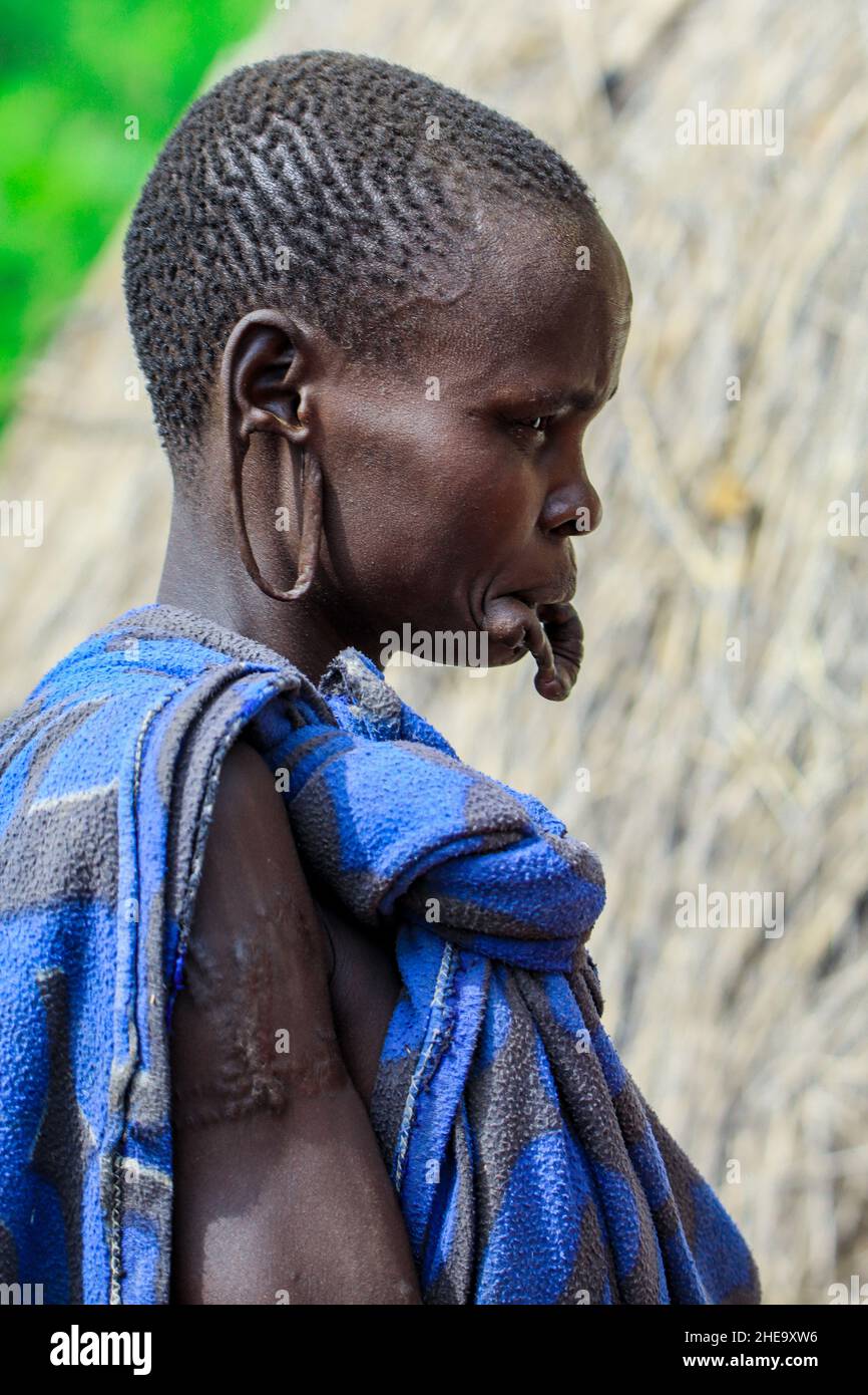 Omo River Valley, Ethiopia - November 29, 2020: Portrait of African ...