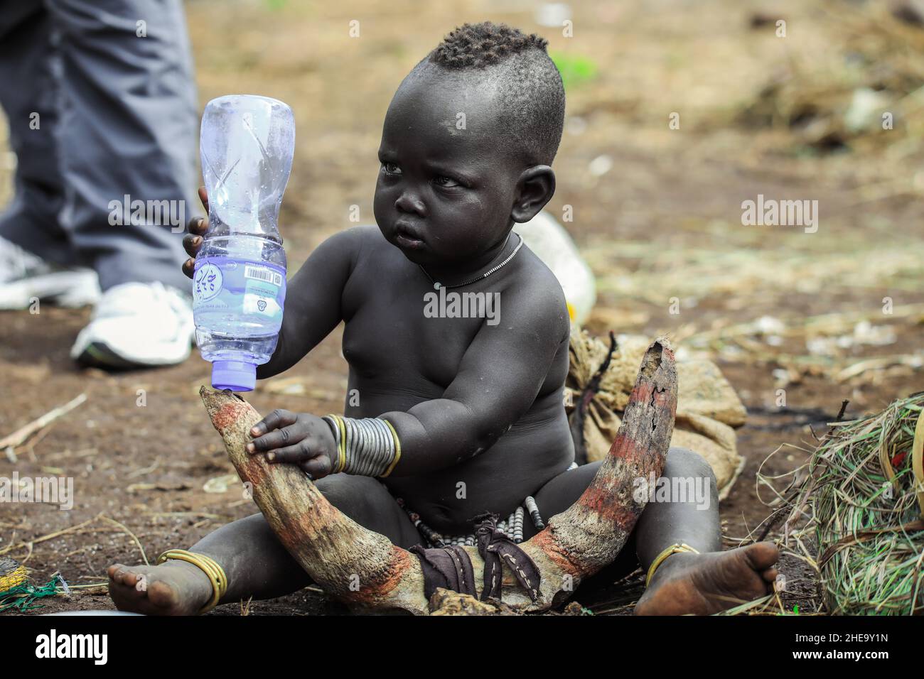 Omo River Valley, Ethiopia, November 2020, Portrait of a baby from the ...