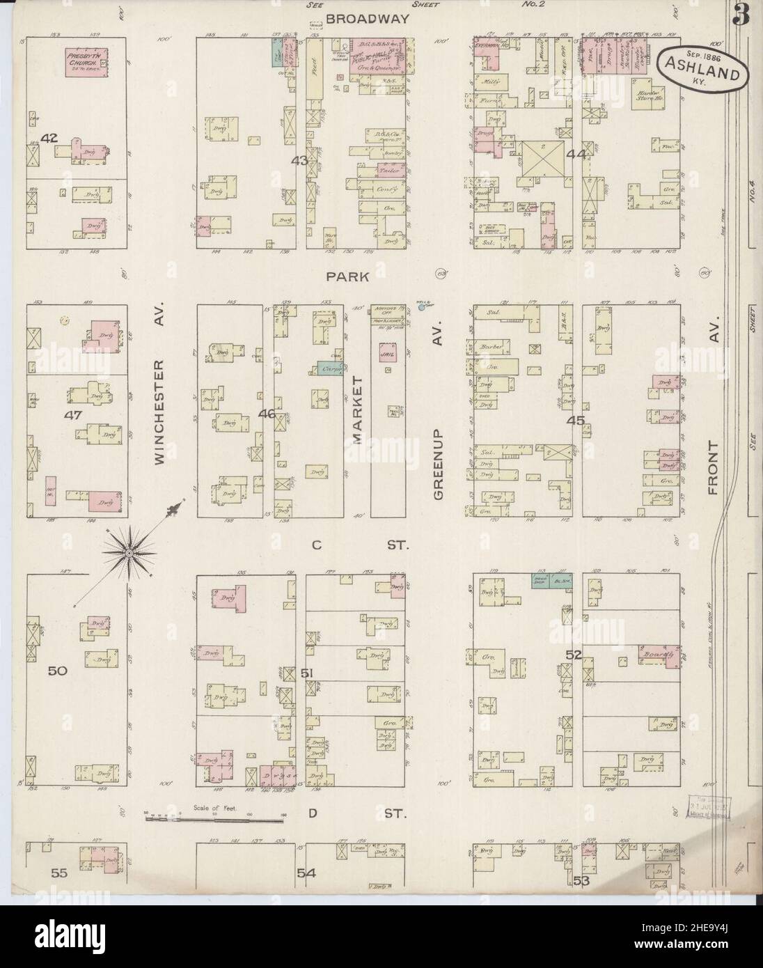 Sanborn Fire Insurance Map from Ashland, Boyd County, Kentucky Stock ...