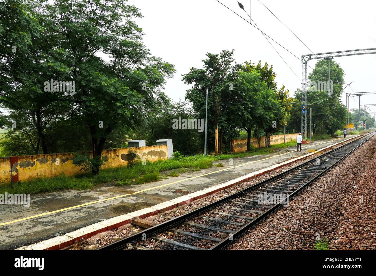 The passenger platform at the railway station. A small suburban station ...