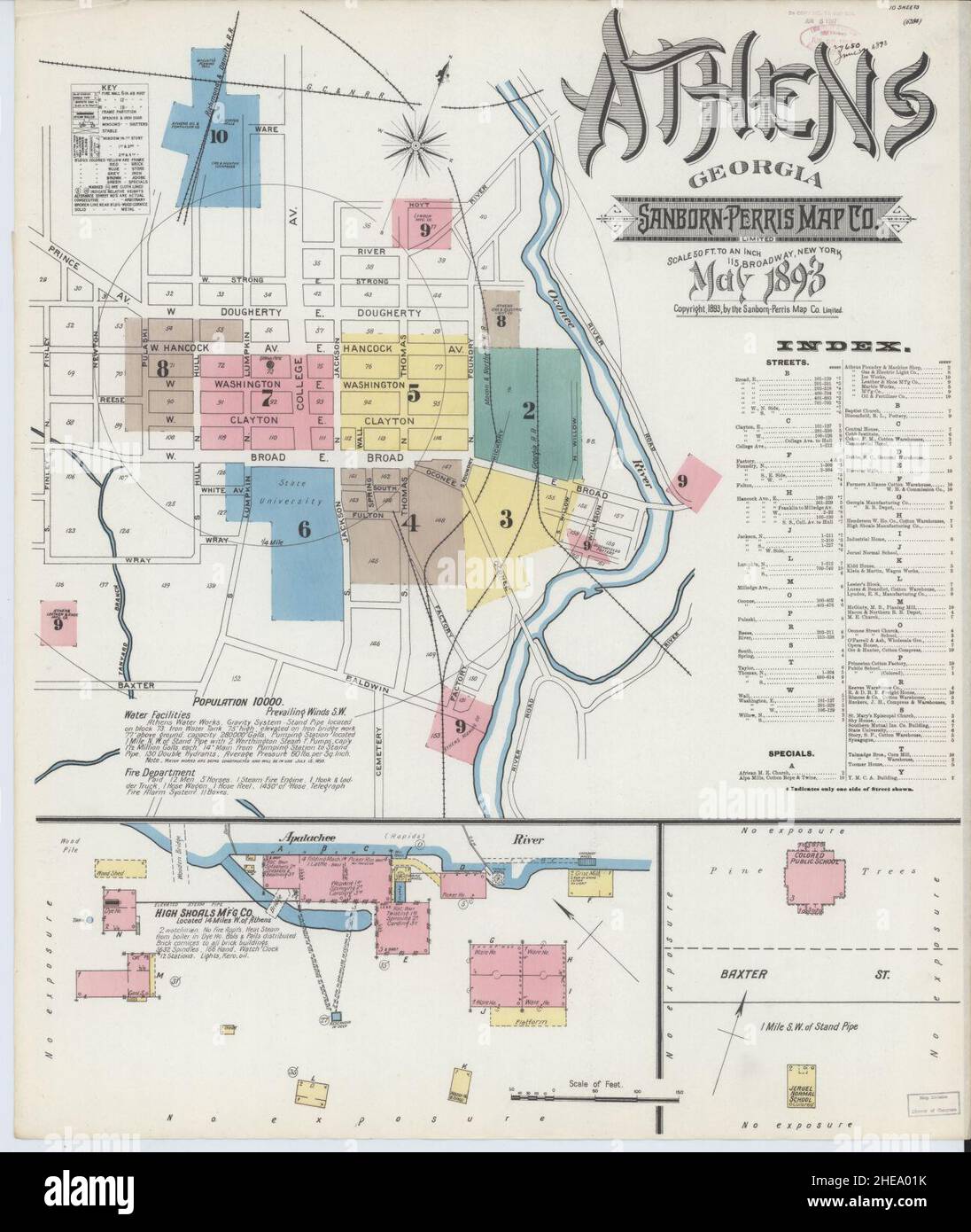 Sanborn Fire Insurance Map from Athens, Clarke County, Georgia Stock ...