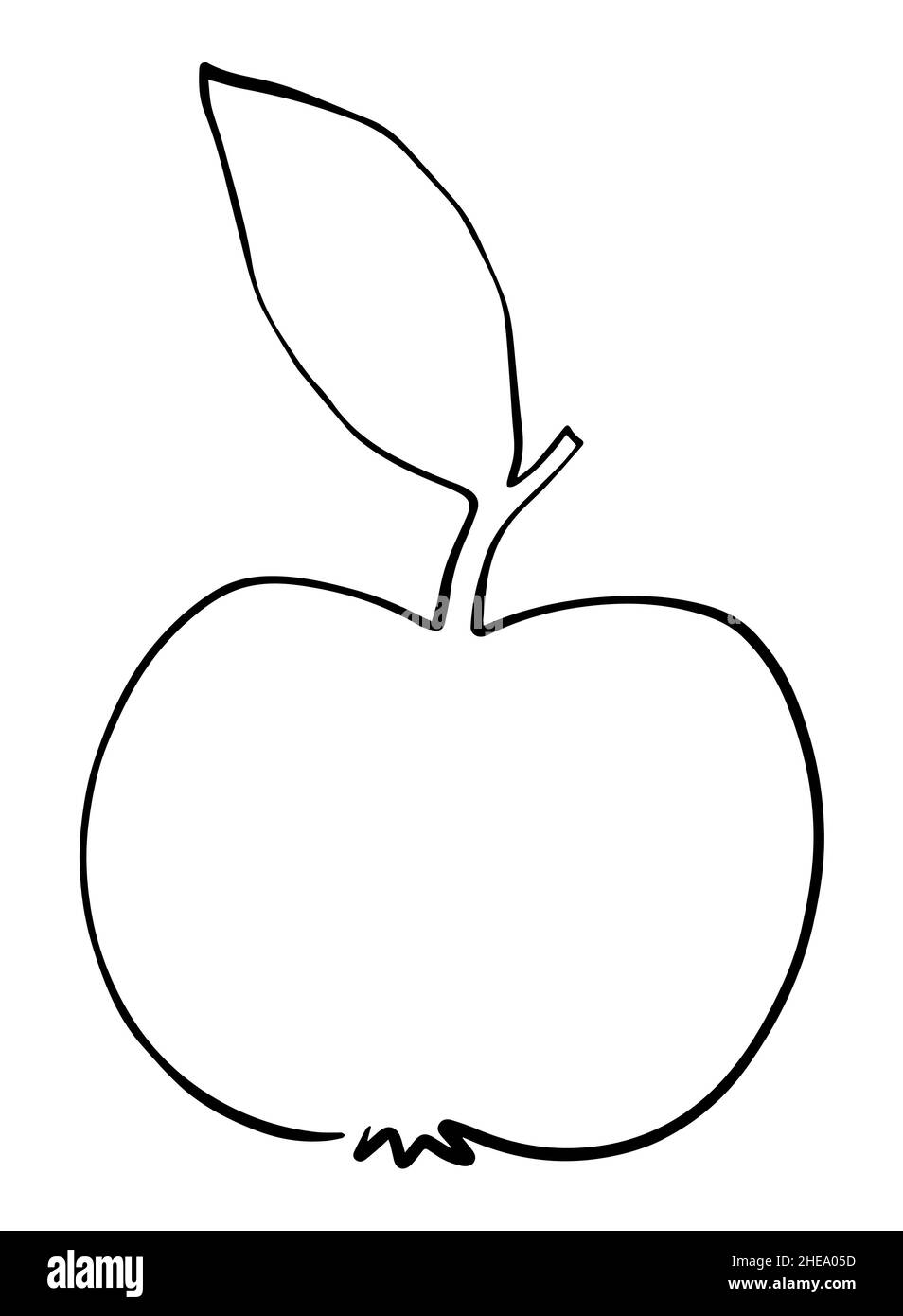 Simple apple fruit logo in continious line art style. Minimalist black ...