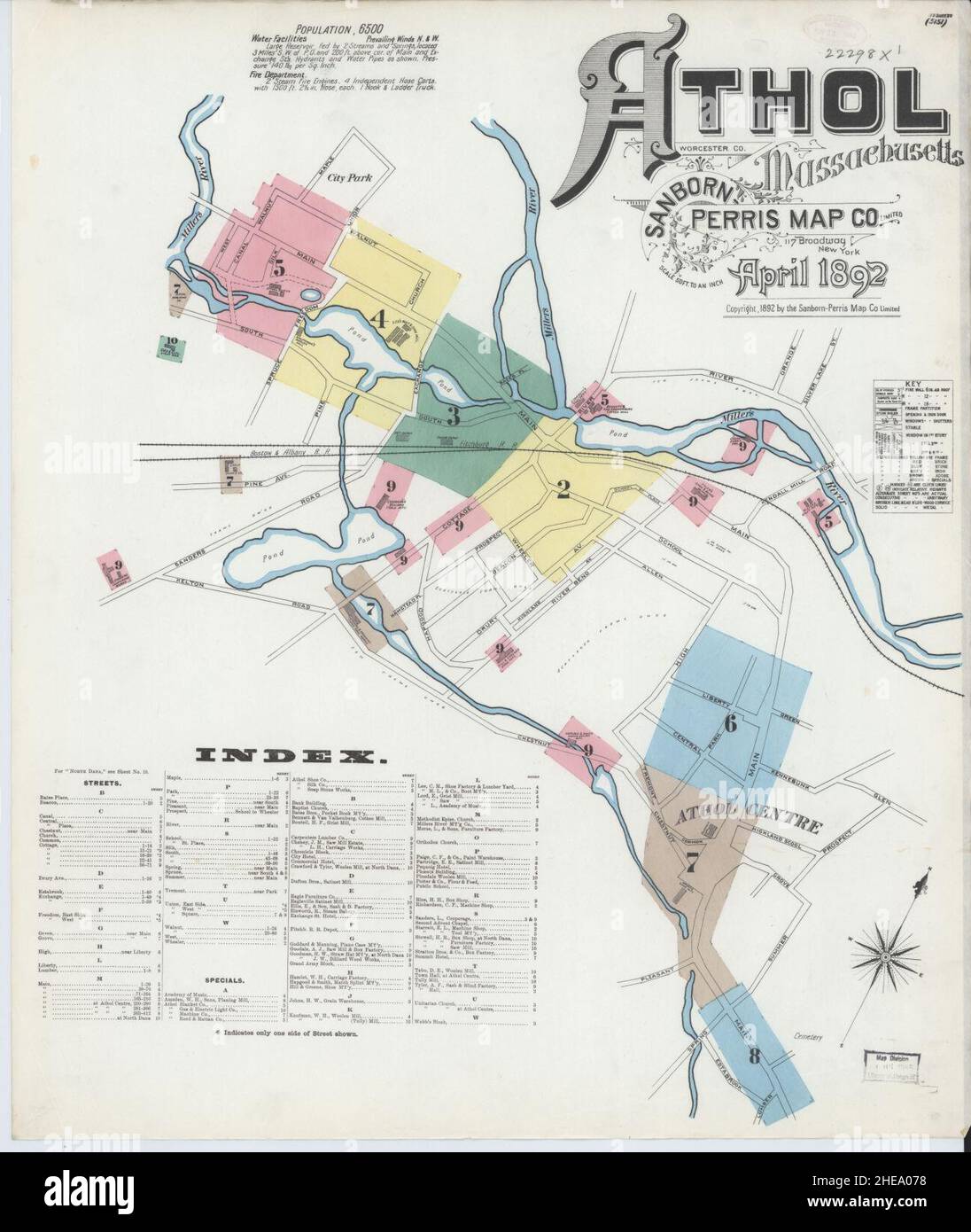 Sanborn Fire Insurance Map from Athol, Worcester County, Massachusetts ...