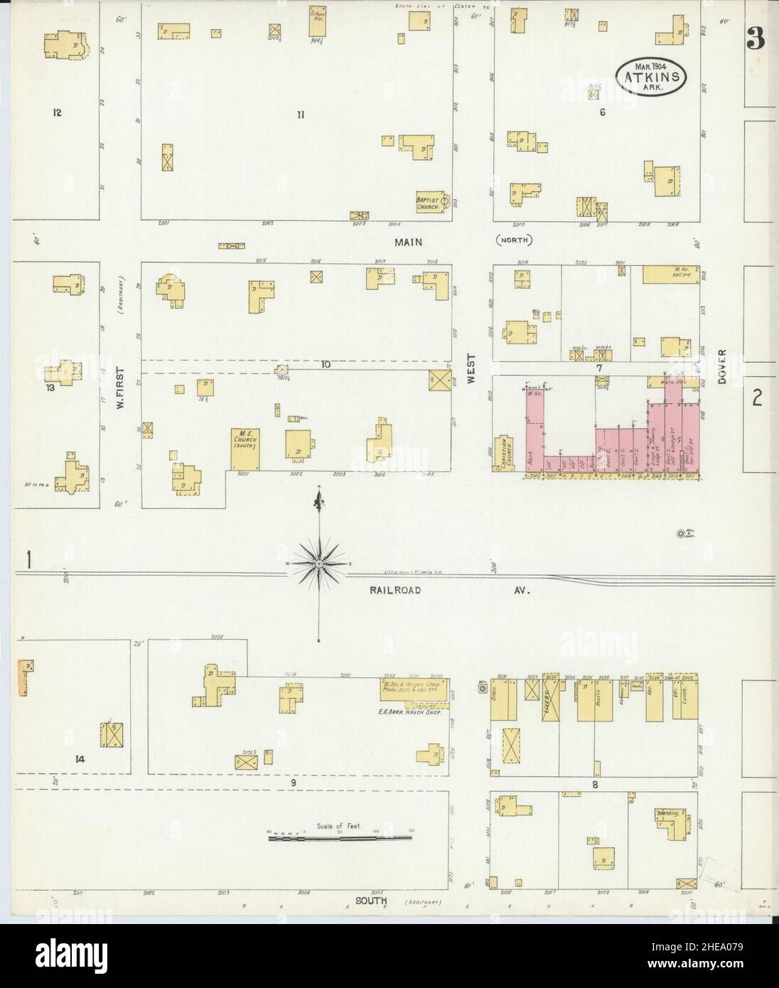 Sanborn Fire Insurance Map from Atkins, Pope County, Arkansas Stock ...