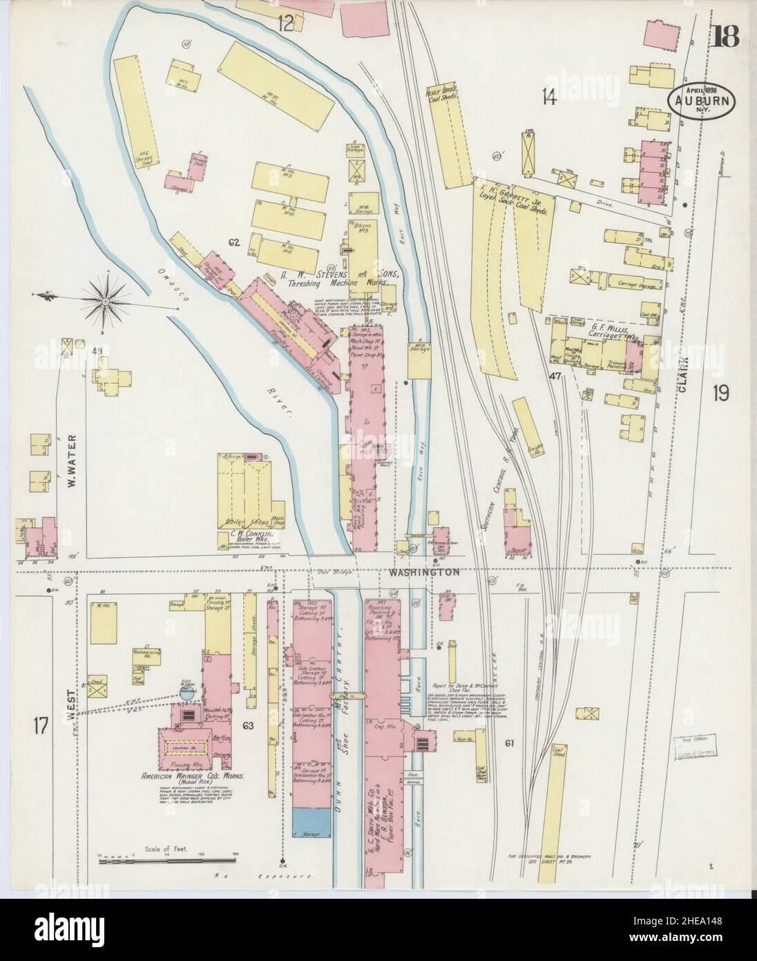 Sanborn Fire Insurance Map from Auburn, Cayuga County, New York Stock ...