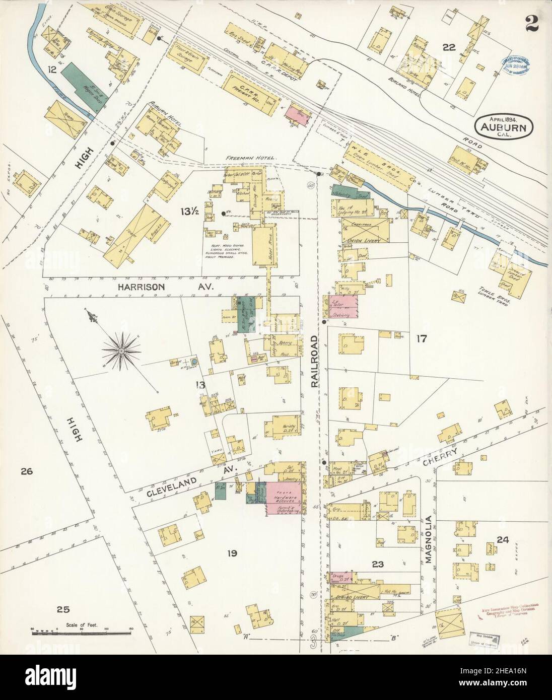 Sanborn Fire Insurance Map from Auburn, Placer County, California Stock ...