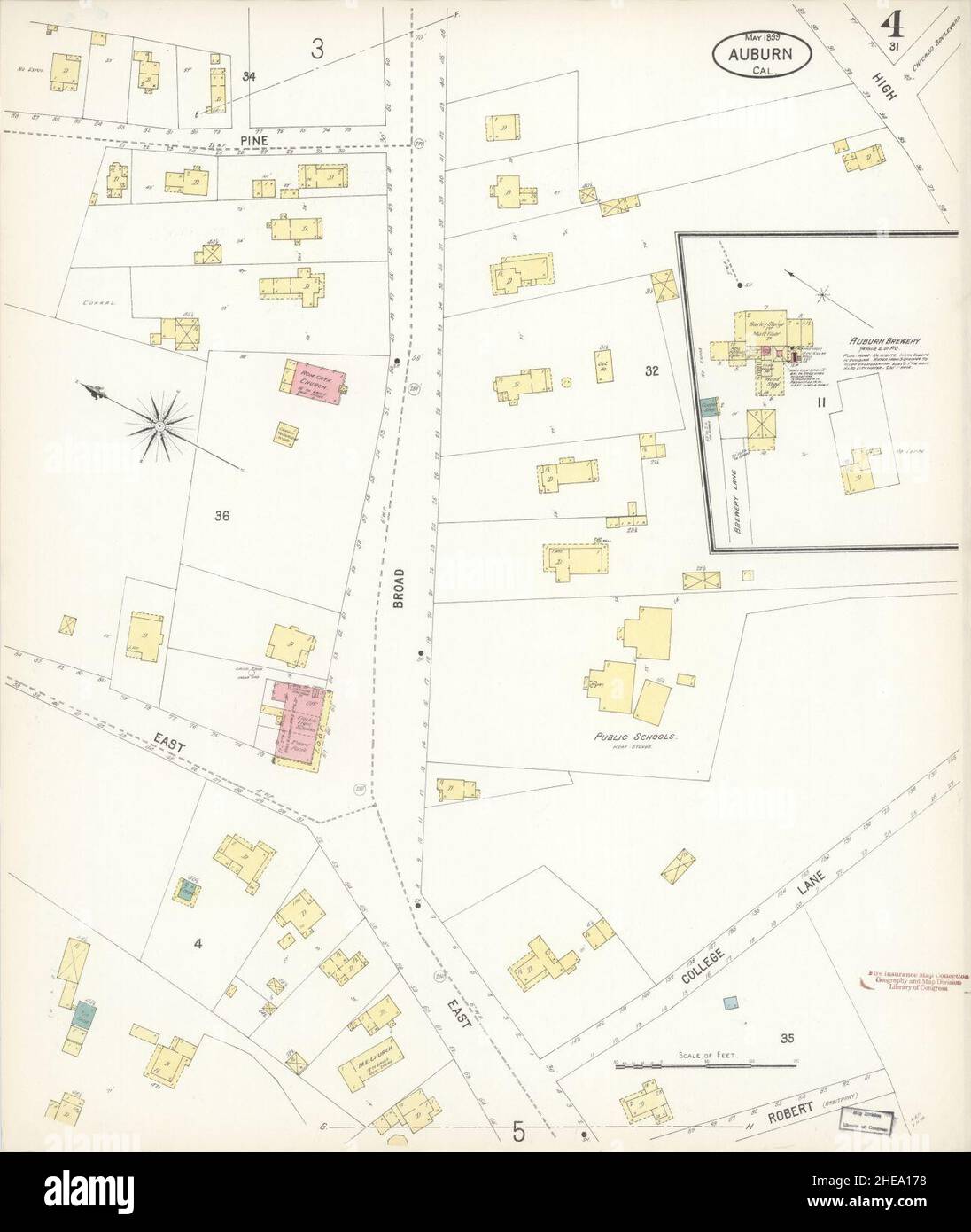 Sanborn Fire Insurance Map from Auburn, Placer County, California Stock ...