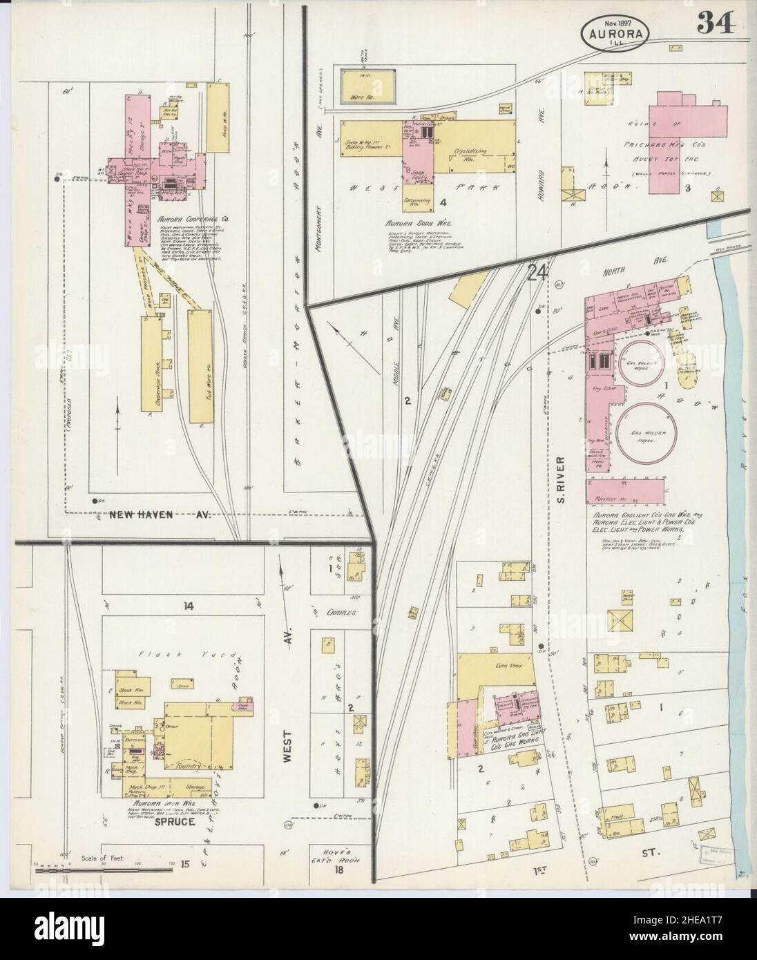 Sanborn Fire Insurance Map from Aurora, Kane County, Illinois Stock ...