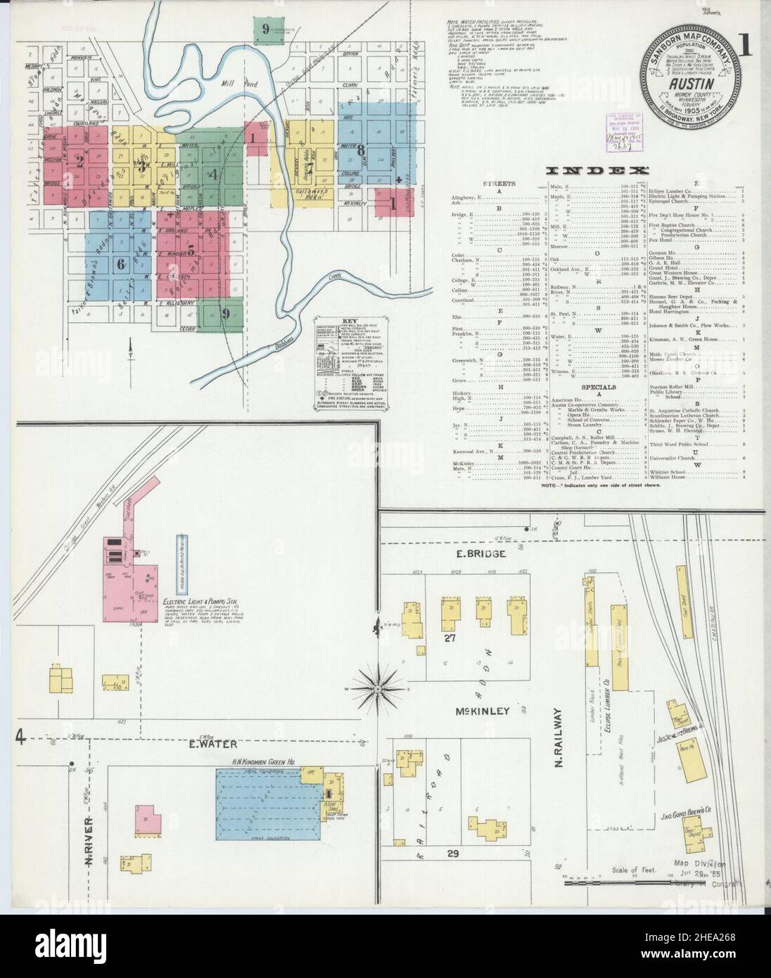 Sanborn Fire Insurance Map from Austin, Mower County, Minnesota Stock ...