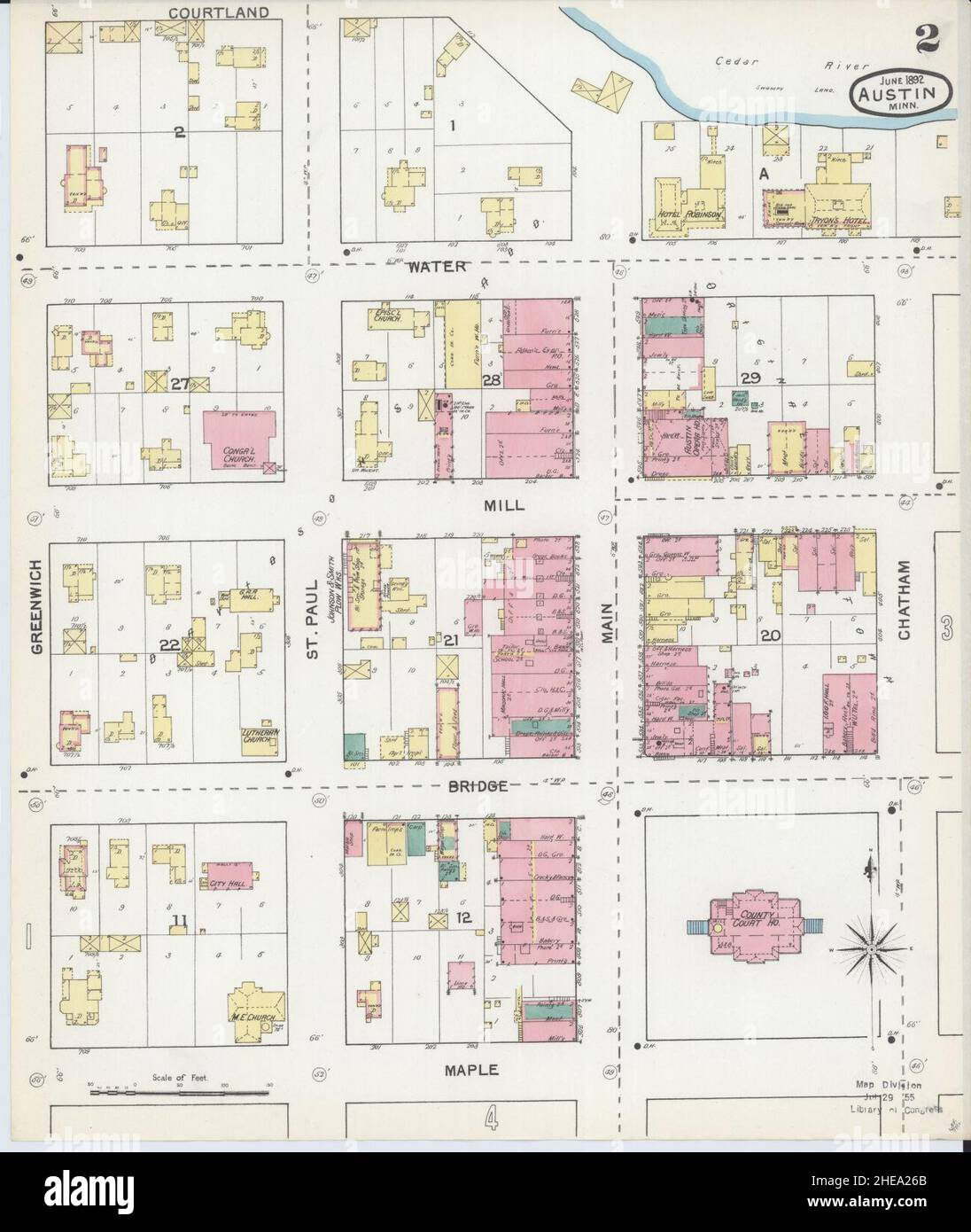 Sanborn Fire Insurance Map from Austin, Mower County, Minnesota Stock ...