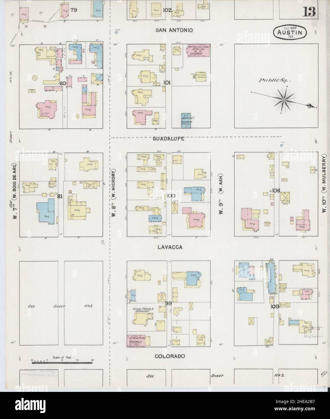 Sanborn Fire Insurance Map from Austin, Travis County, Texas Stock ...