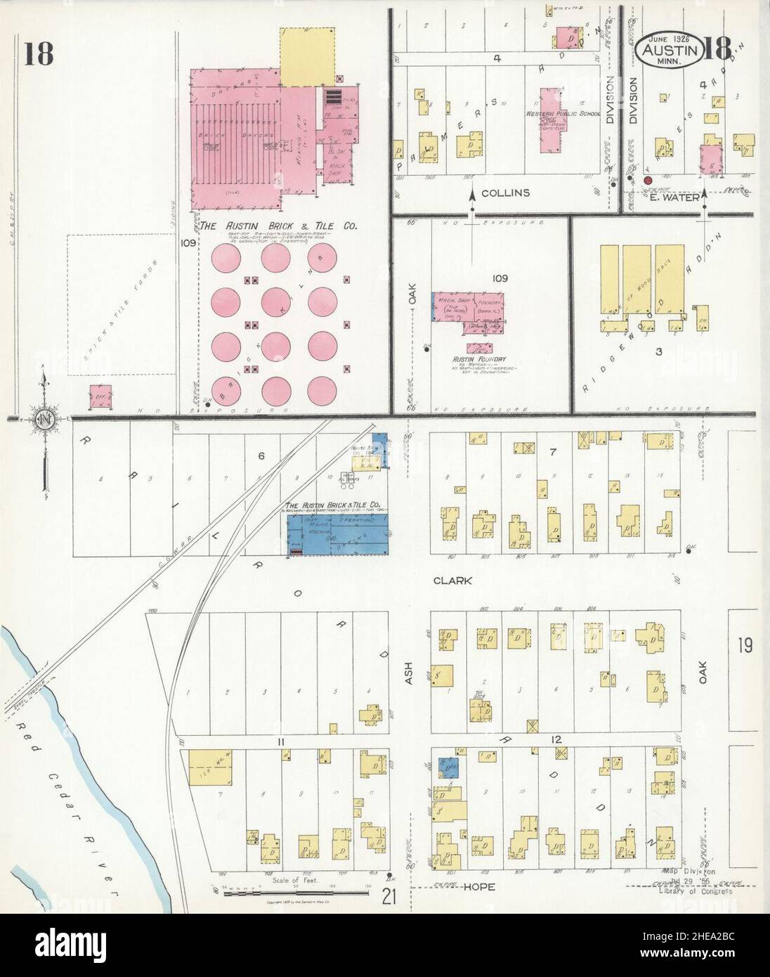 Sanborn Fire Insurance Map from Austin, Mower County, Minnesota Stock ...