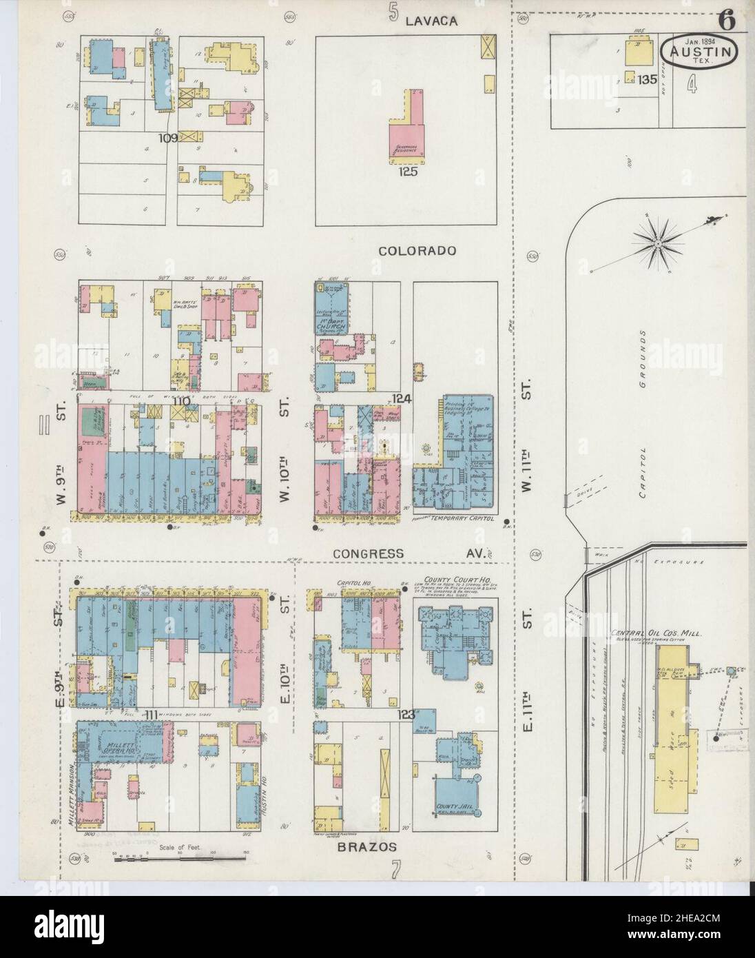 Sanborn Fire Insurance Map from Austin, Travis County, Texas Stock ...