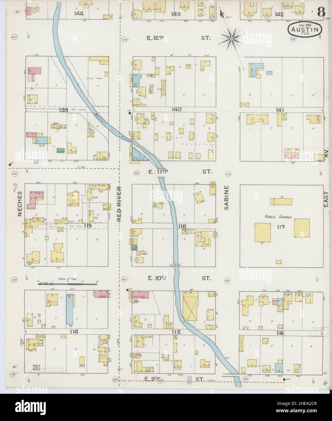 Sanborn Fire Insurance Map from Austin, Travis County, Texas Stock ...