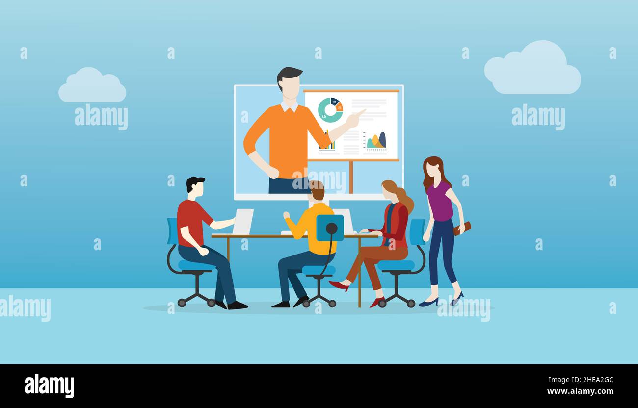 online mentoring business technology concept team work on same table ...