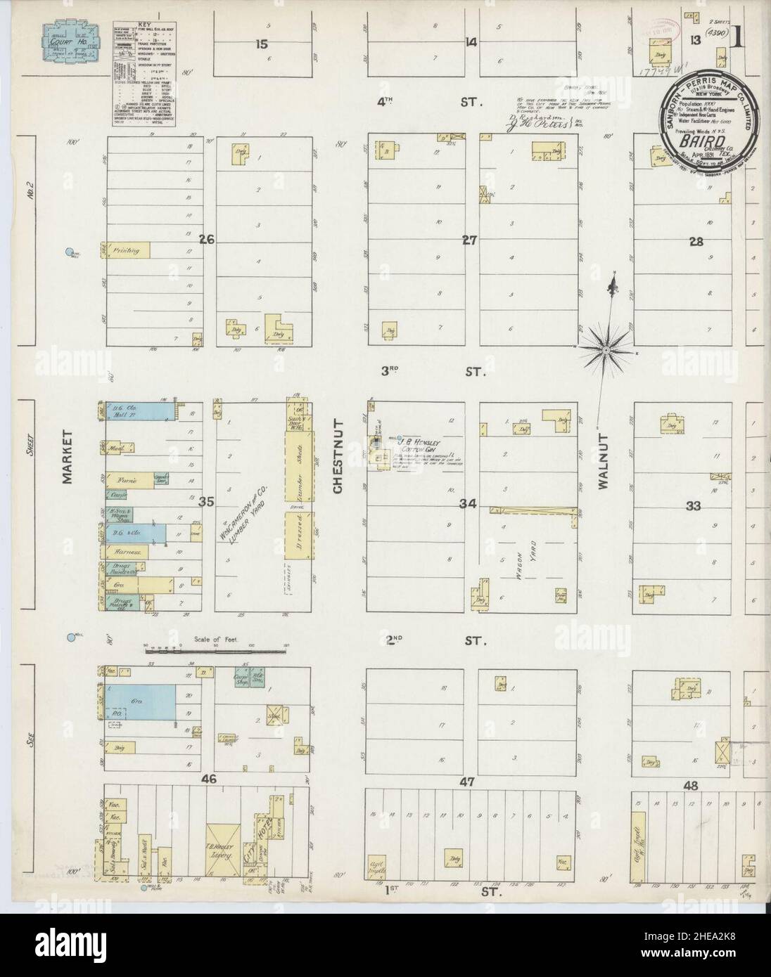 Sanborn Fire Insurance Map from Baird, Callahan County, Texas Stock ...