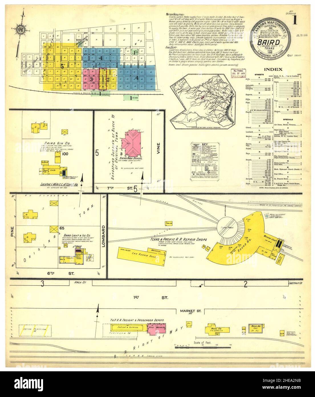 Sanborn Fire Insurance Map from Baird, Callahan County, Texas Stock ...