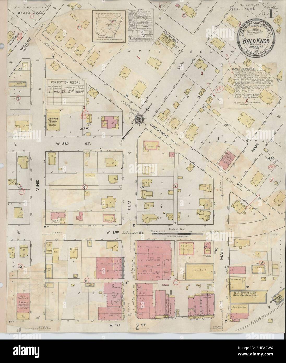 Sanborn Fire Insurance Map from Bald Knob, White County, Arkansas Stock ...