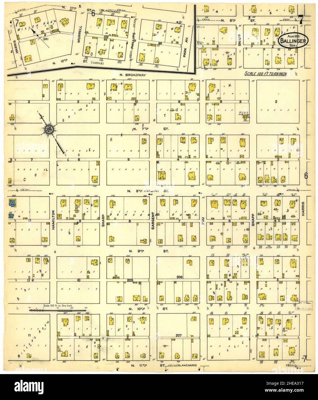 Sanborn Fire Insurance Map from Ballinger, Runnels County, Texas Stock ...