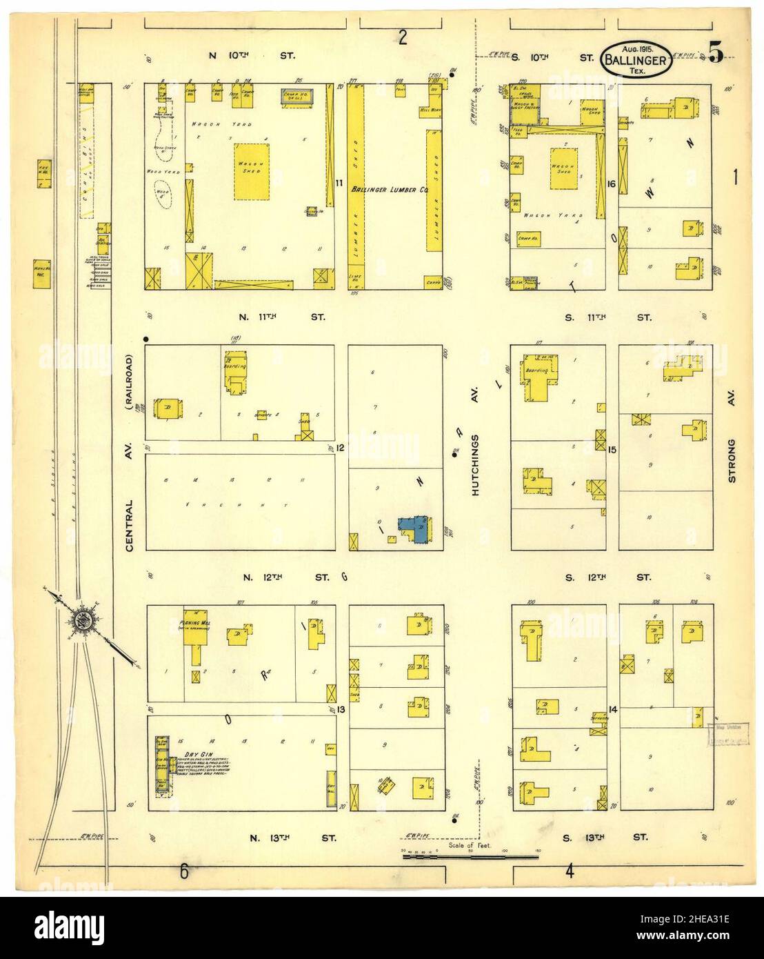 Sanborn Fire Insurance Map from Ballinger, Runnels County, Texas Stock ...