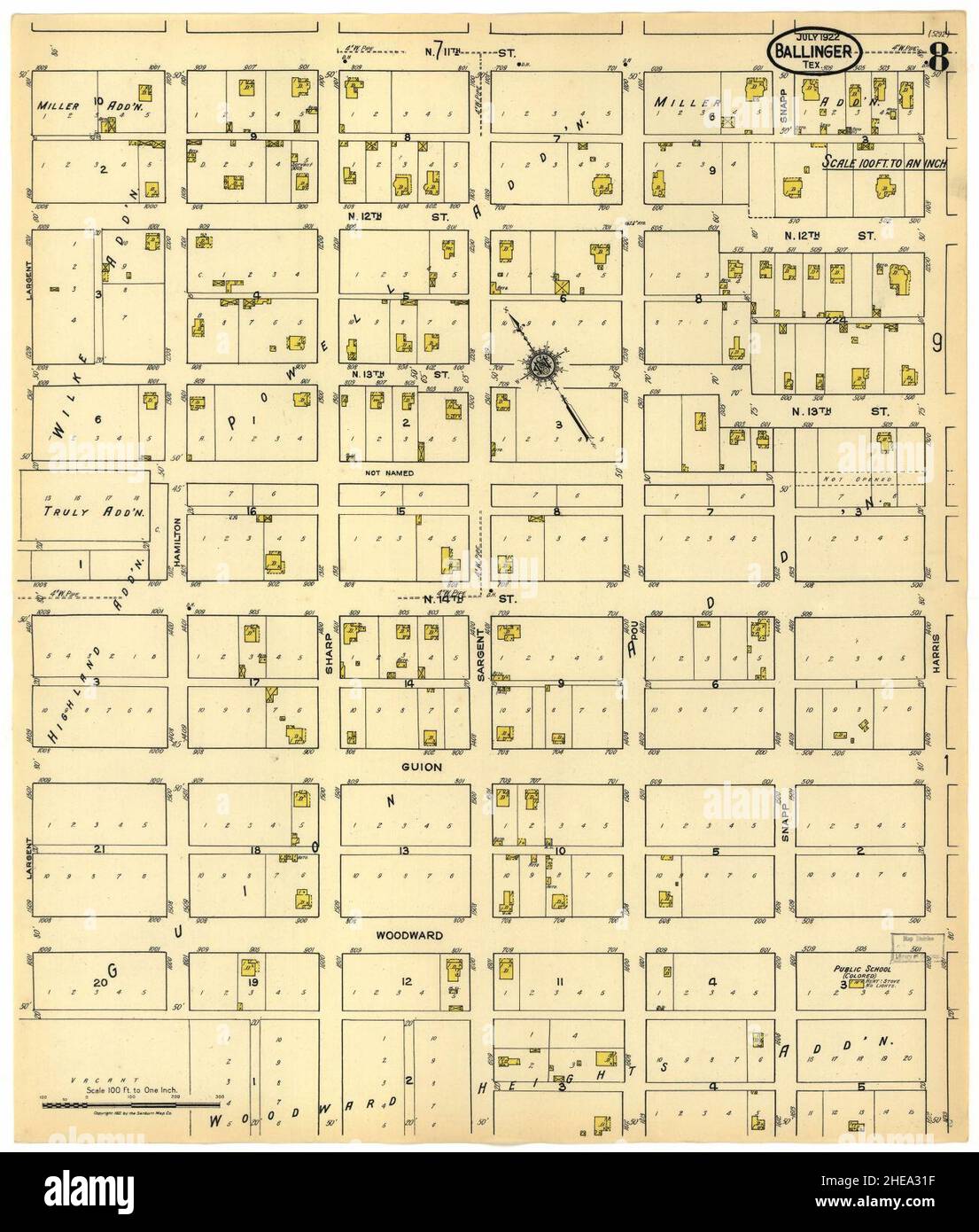 Sanborn Fire Insurance Map from Ballinger, Runnels County, Texas Stock ...