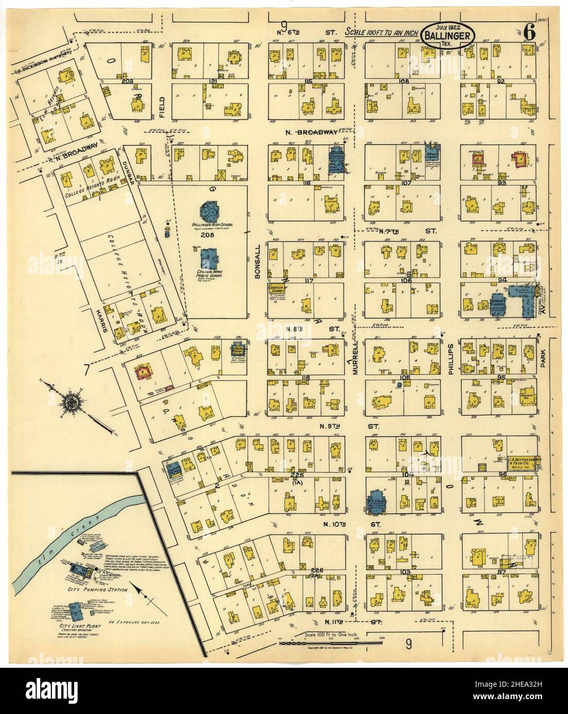 Sanborn Fire Insurance Map from Ballinger, Runnels County, Texas Stock ...