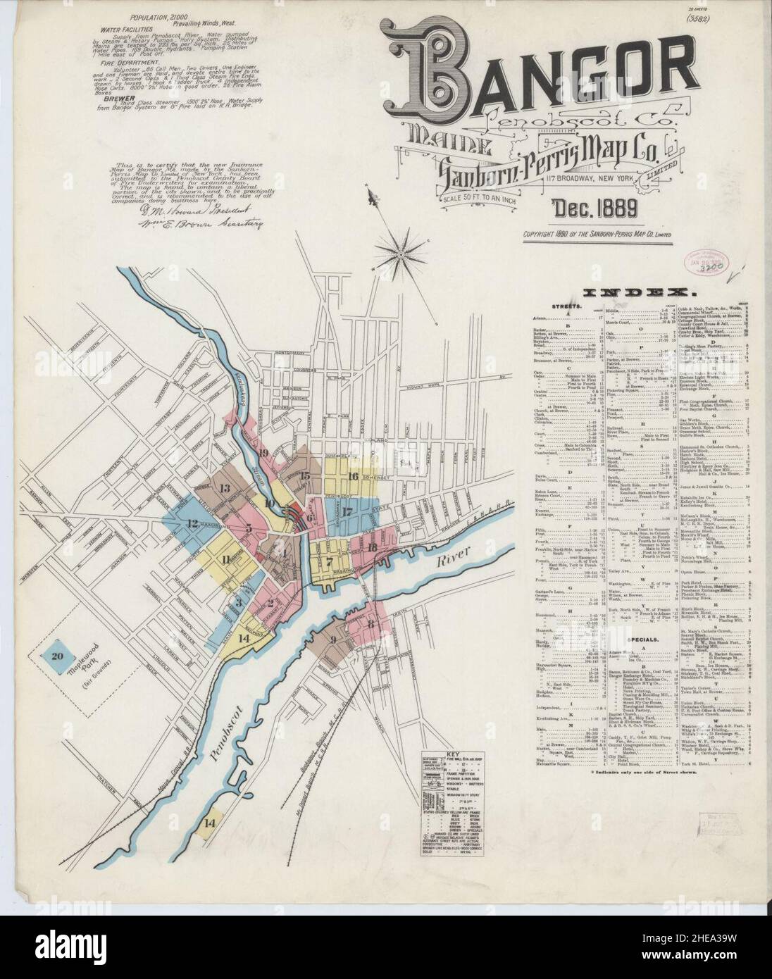 Vintage map of bangor maine hi-res stock photography and images - Alamy