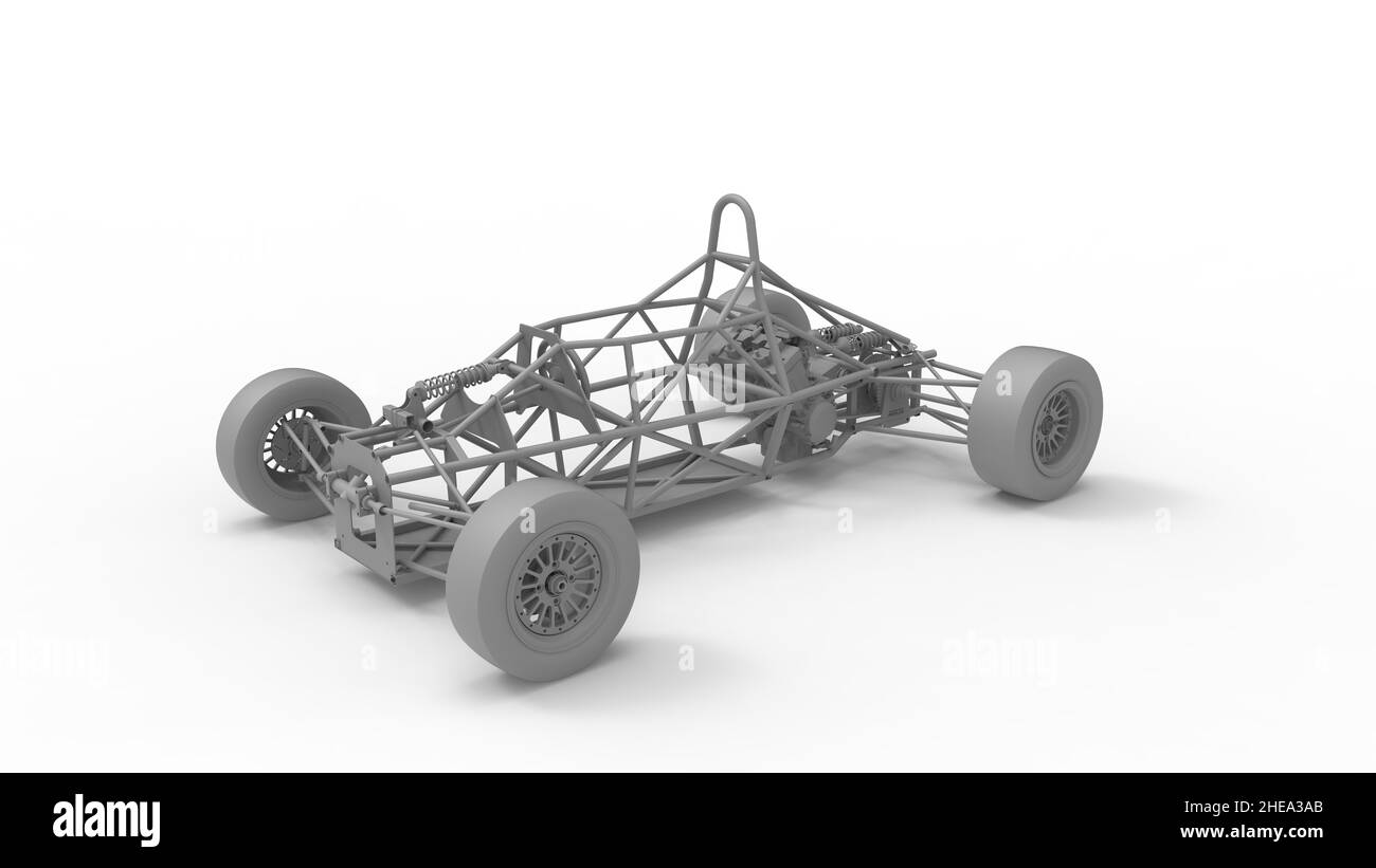 3D rendering of a race car frame chasis made out of tubes and pipes ...
