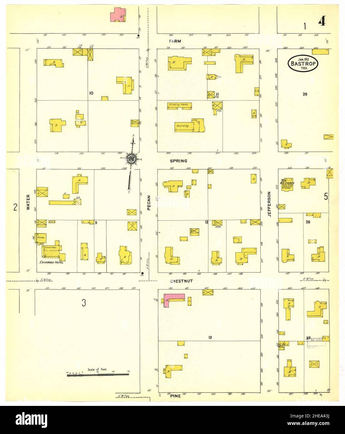 Sanborn Fire Insurance Map from Bastrop, Bastrop County, Texas Stock ...