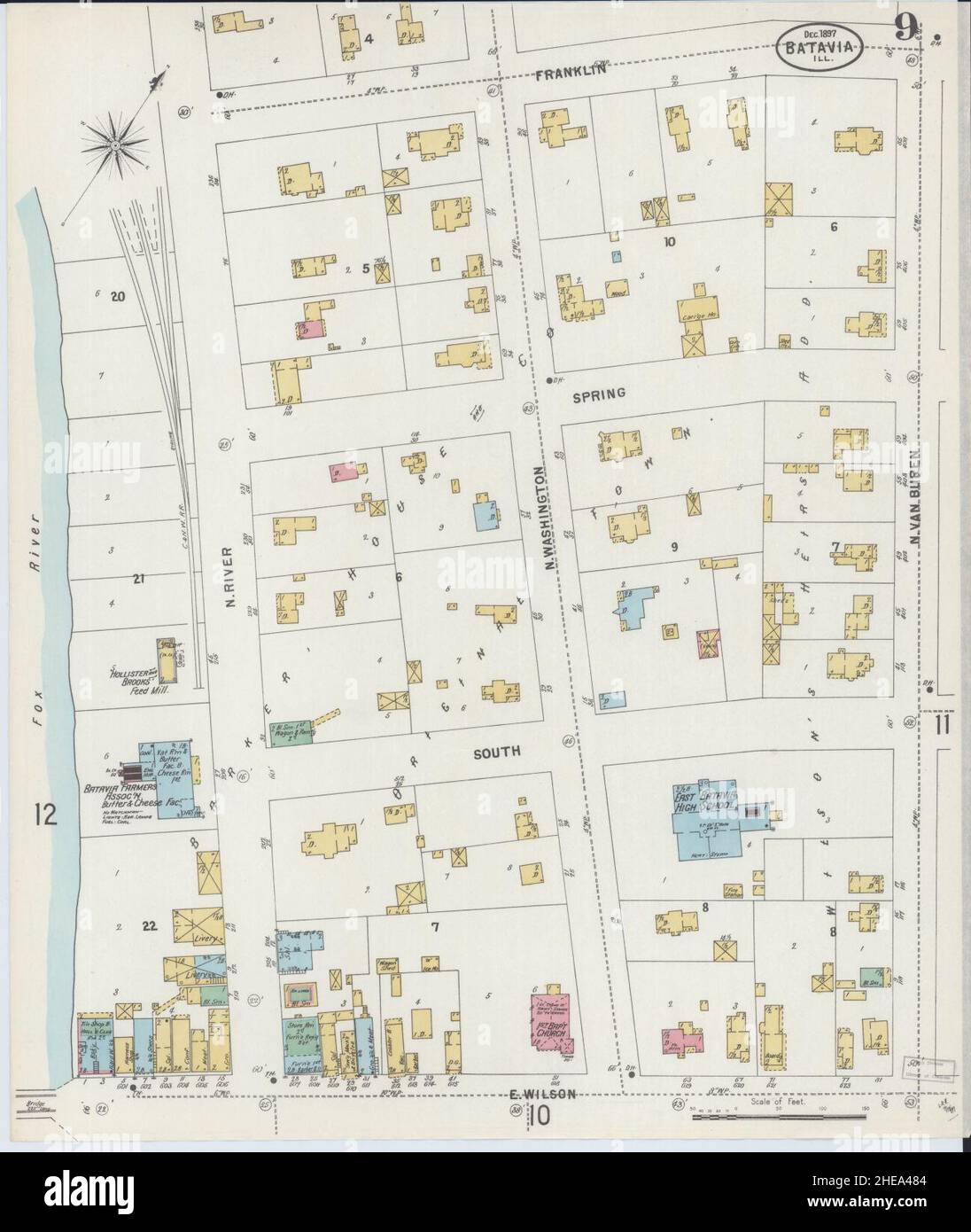 Sanborn Fire Insurance Map from Batavia, Kane County, Illinois Stock ...