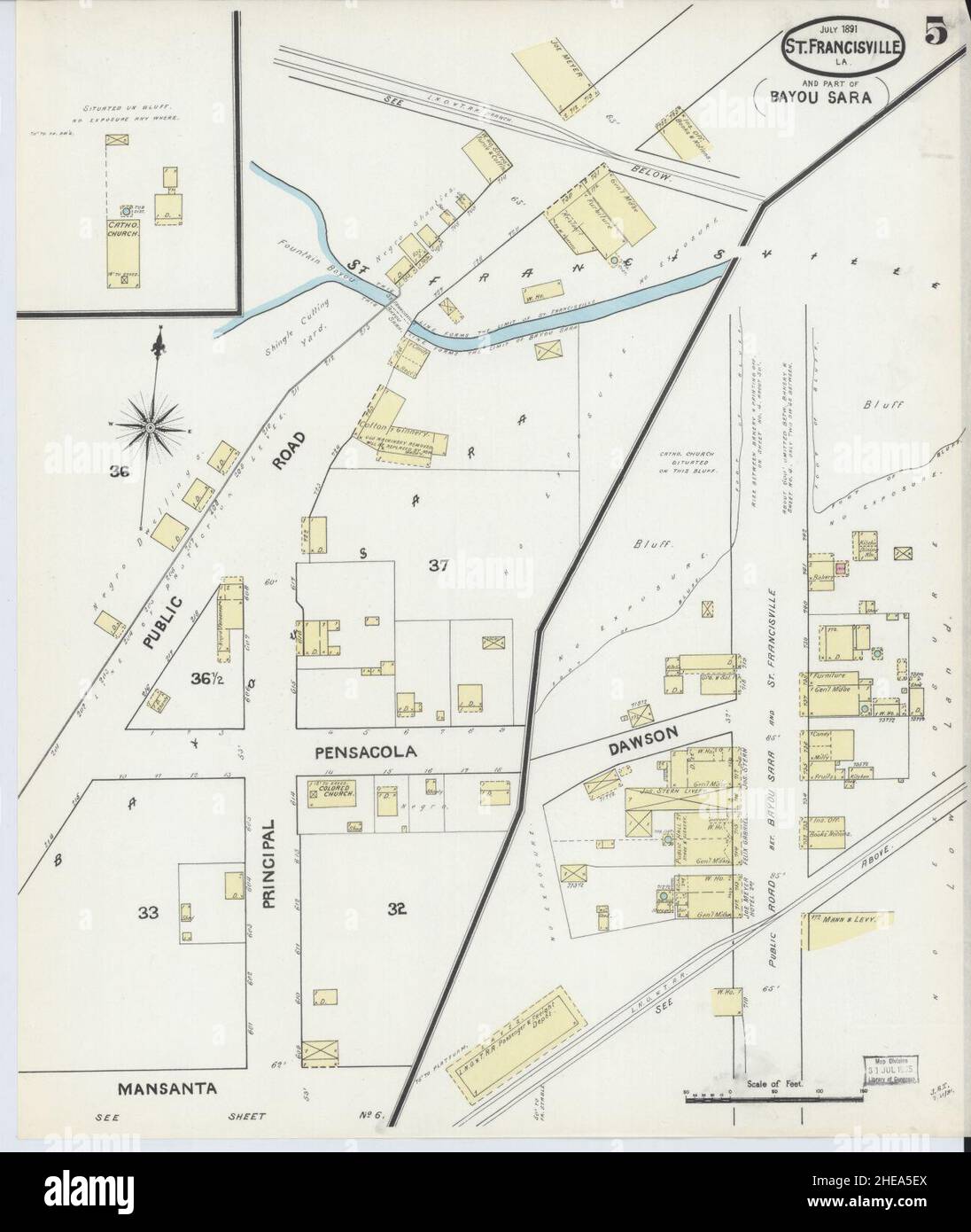 Sanborn Fire Insurance Map from Bayou Sara, West Feliciana Parish ...