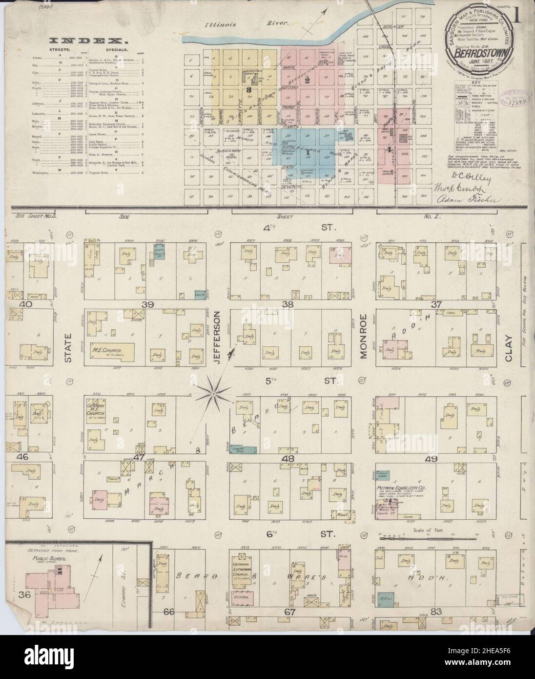 Sanborn Fire Insurance Map from Beardstown, Cass County, Illinois Stock ...