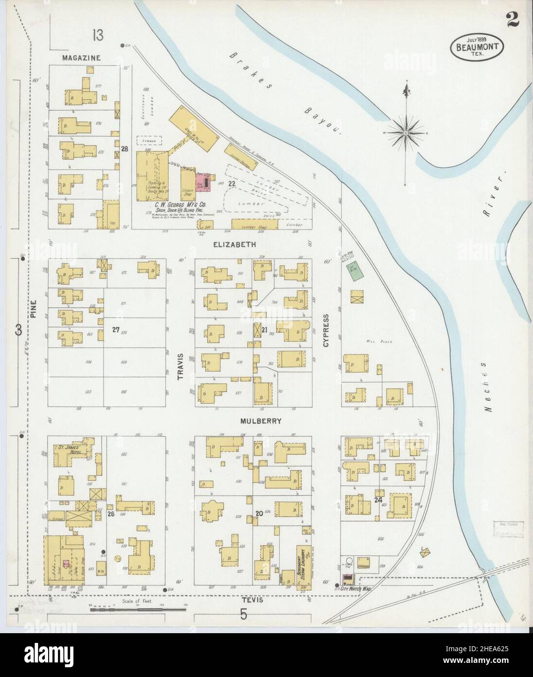 Sanborn Fire Insurance Map from Beaumont, Jefferson County, Texas Stock ...