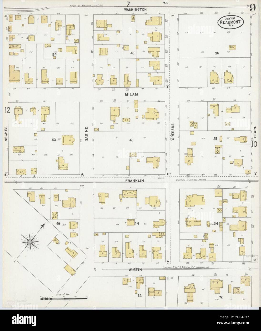 Sanborn Fire Insurance Map from Beaumont, Jefferson County, Texas Stock ...