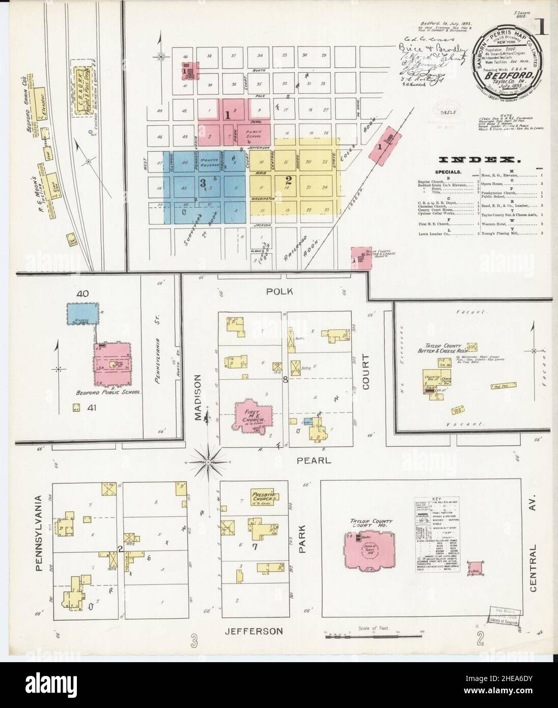 Sanborn Fire Insurance Map from Bedford, Taylor County, Iowa Stock ...