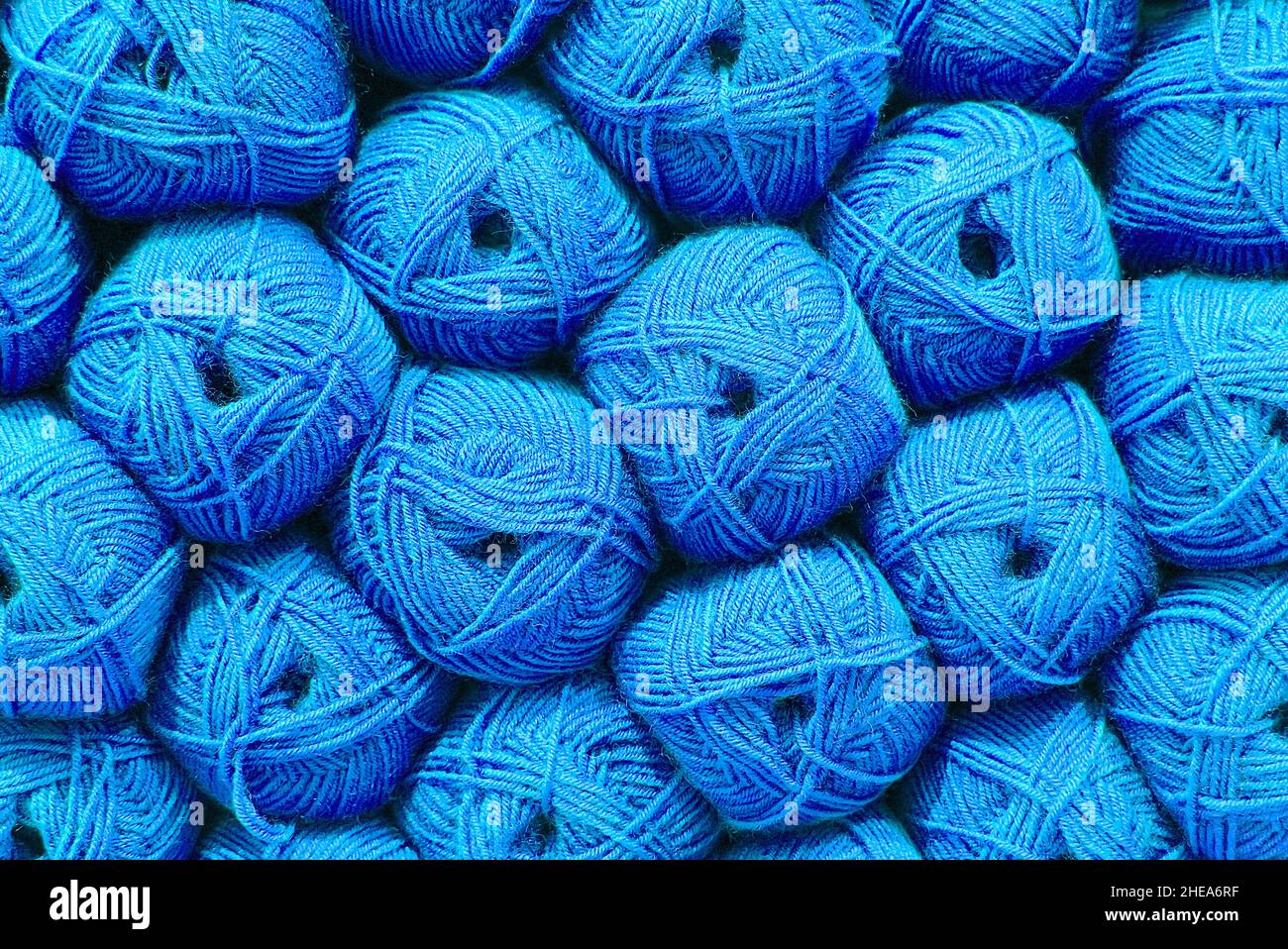 Blue Ball of wool. Beautiful colored wools ball. Wool texture. Skeins ...