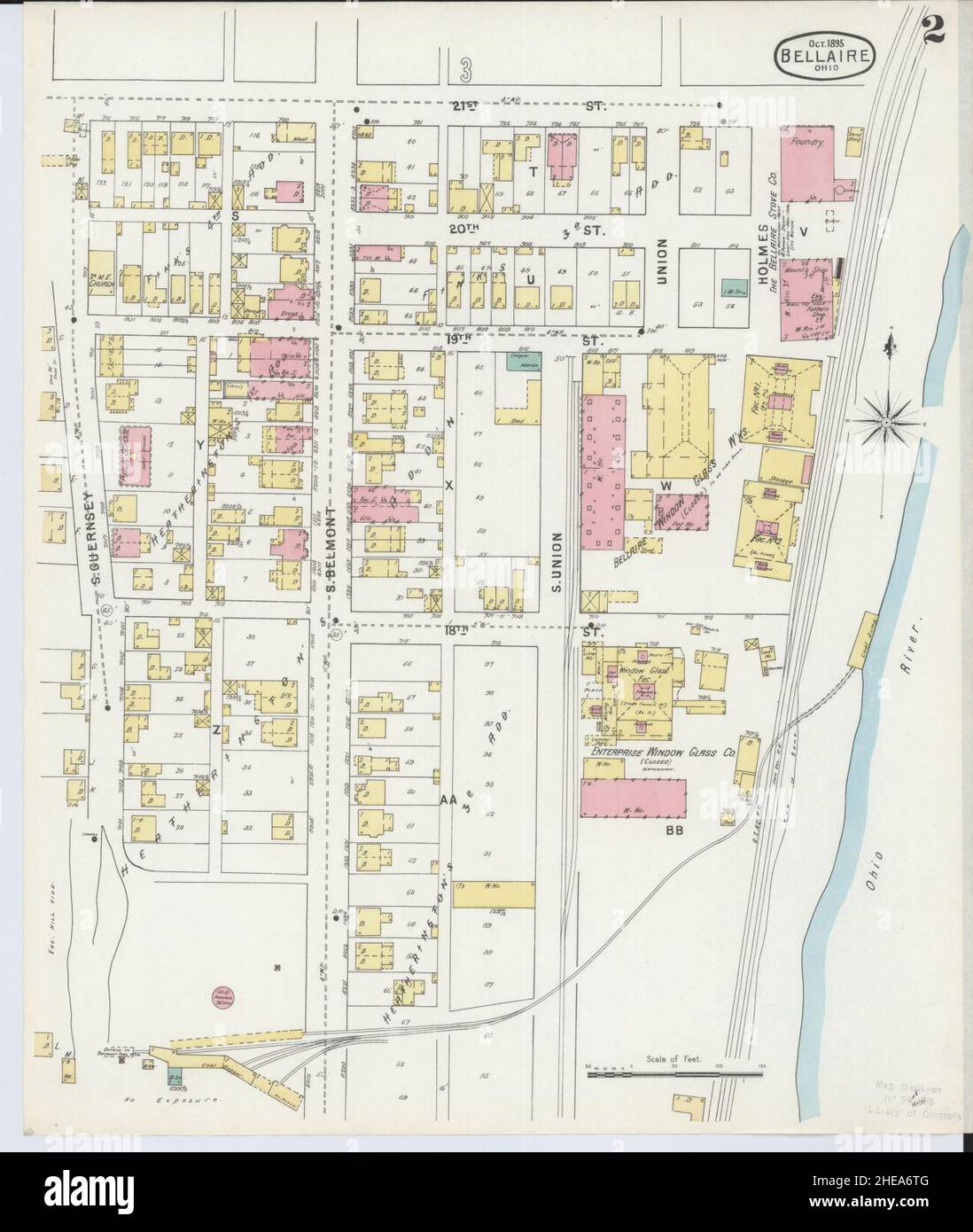 Sanborn Fire Insurance Map from Bellaire, Belmont County, Ohio Stock ...