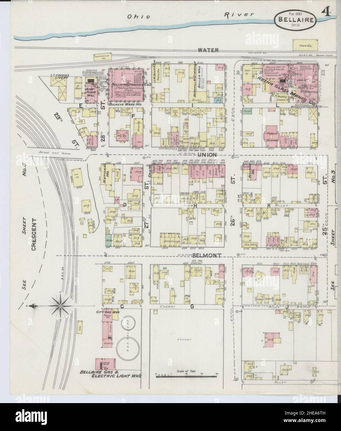 Sanborn Fire Insurance Map from Bellaire, Belmont County, Ohio Stock ...