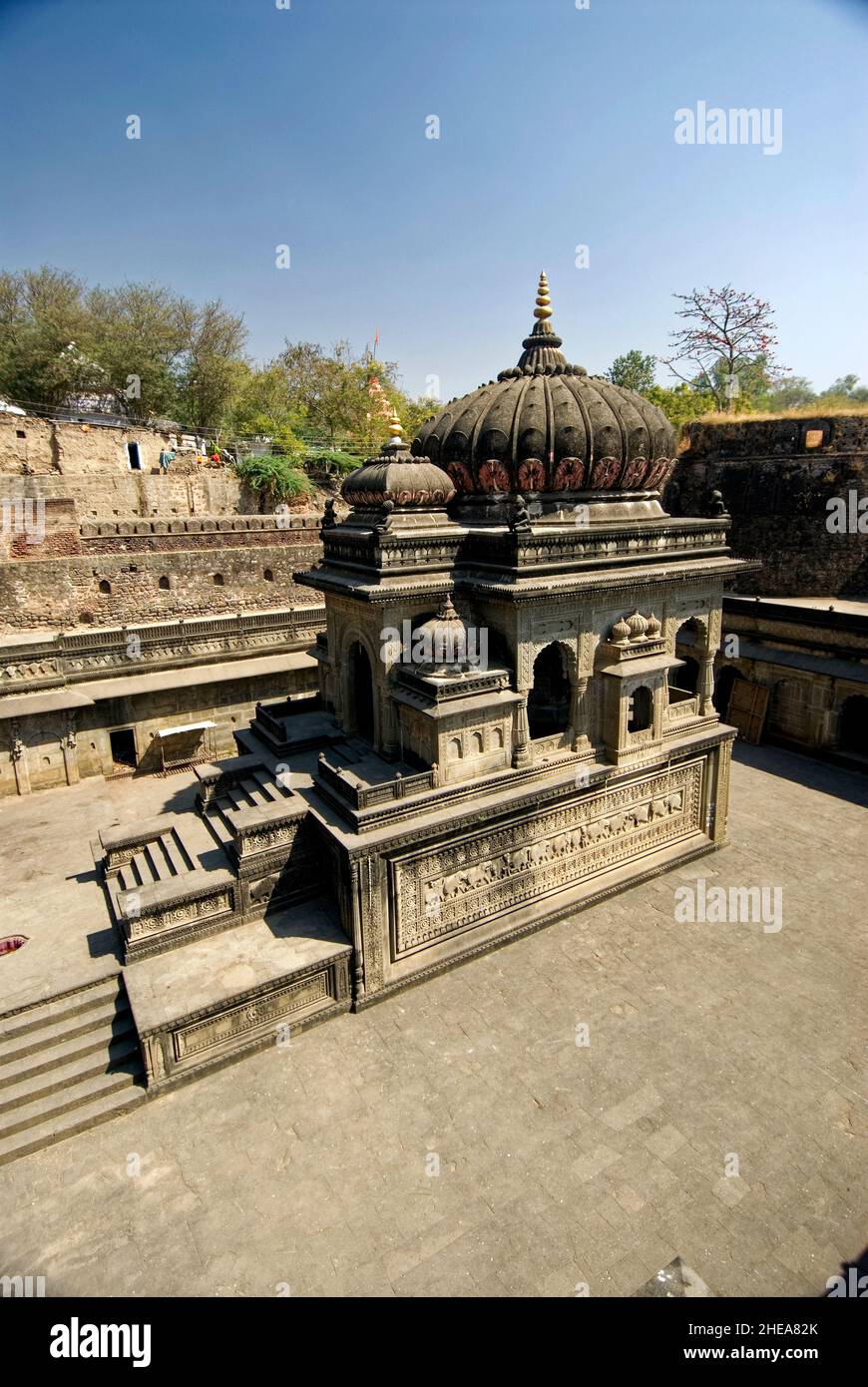 Decorative Chhatri (Memorial) looks like temple at Maheshwar Stock ...
