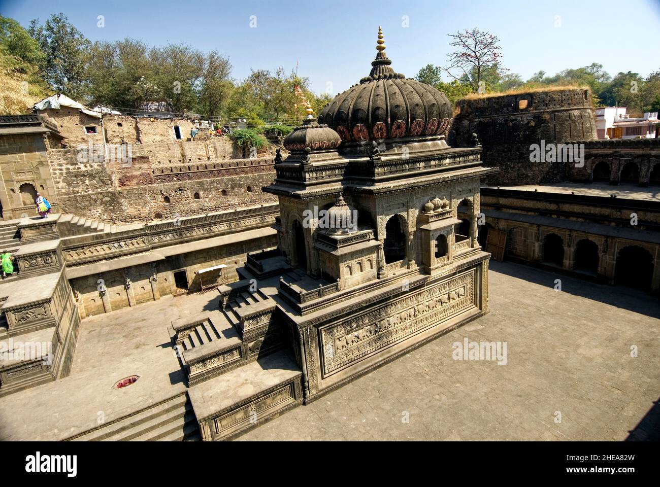 Decorative Chhatri (Memorial) looks like temple at Maheshwar Stock ...