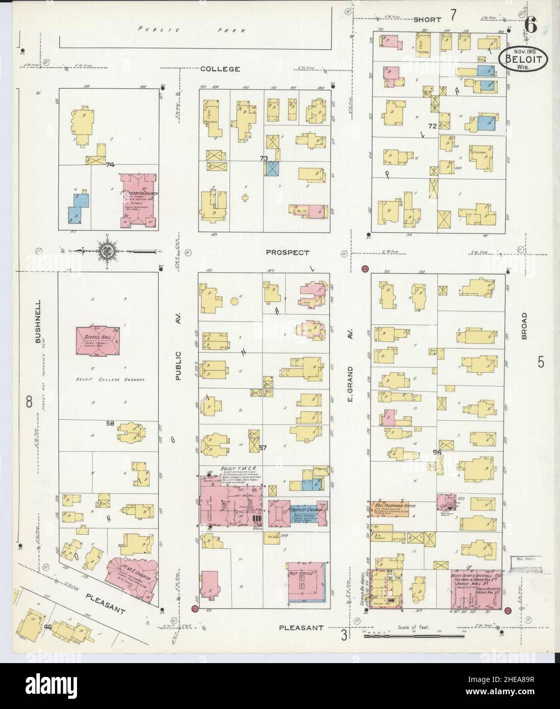 Sanborn Fire Insurance Map from Beloit, Rock County, Wisconsin Stock Photo - Alamy